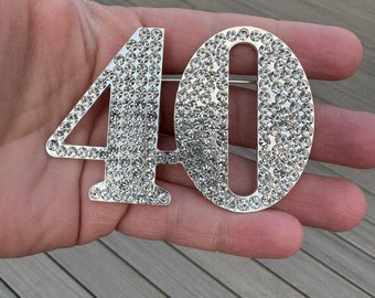 Stunning Large 3” Rhinestone Brooch Pin Number 40 40th Birthday ...