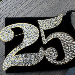Stunning Large 3” Rhinestone Brooch Pin Number 25 25th Milestone ...