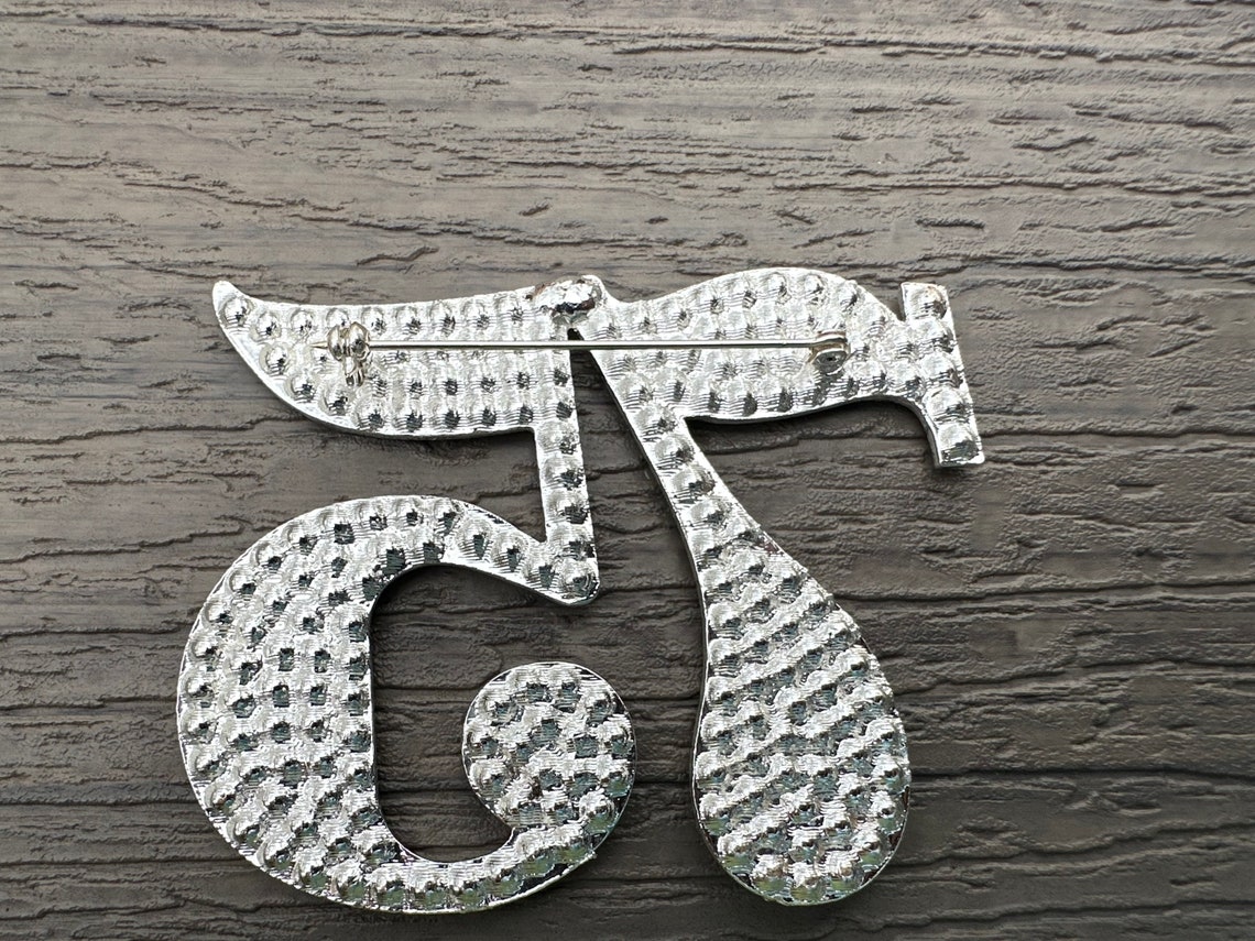 Stunning Large 3” Rhinestone Brooch Pin Number 75 75th Milestone ...