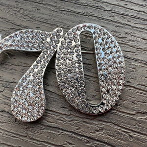 Stunning Large 3” Rhinestone Brooch Pin Number 70 70th Birthday ...
