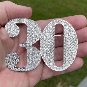 Stunning Large 3” Rhinestone Brooch Pin Number 30 30th Birthday ...