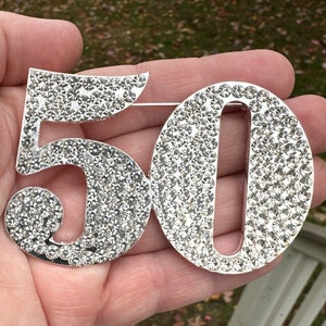 Stunning Large 3” Rhinestone Brooch Pin Number 50 50th Birthday ...