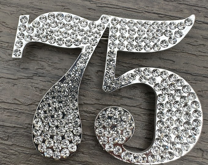 Stunning Large 3 Rhinestone Brooch Pin Number 75 75th - Etsy