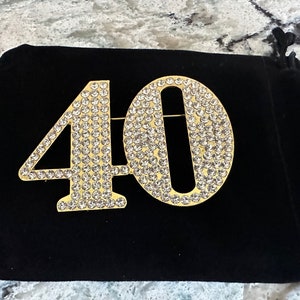 Stunning Large 3” Rhinestone Brooch Pin Number 40 40th Birthday ...