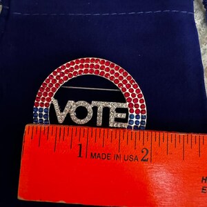 USA Patriotic Red White and Blue Crystal Rhinestone Vote Pin - American ...