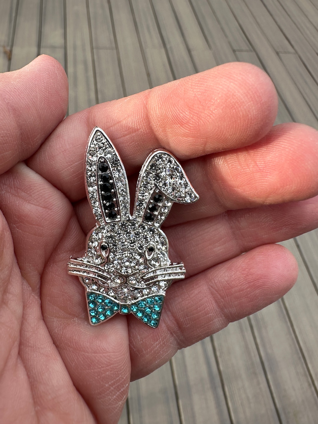 Sparkling Easter Bunny Boy Rabbit Rhinestone Brooch Pin - Unique ...