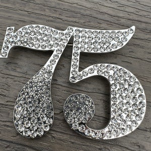 Stunning Large 3” Rhinestone Brooch Pin Number 75 75th Milestone ...