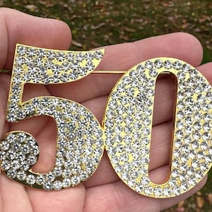 Stunning Large 3” Rhinestone Brooch Pin Number 50 50th Birthday ...