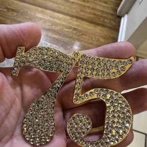 Stunning Large 3” Rhinestone Brooch Pin Number 75 75th Milestone ...