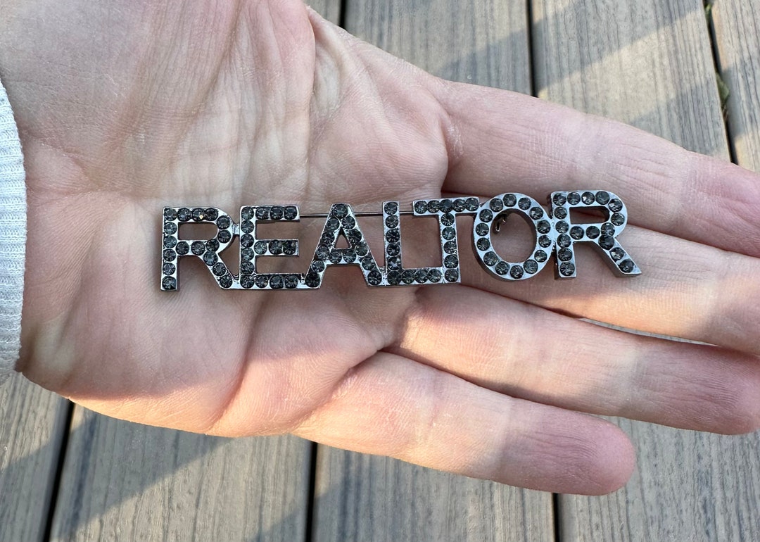 Realtor Jewelry Lapel Pin Classic Black Elegant Brooch With Sparkle ...