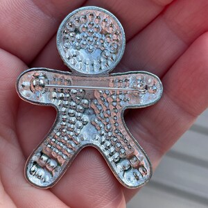 Gingerbread Man Rhinestone Brooch Pin - Festive Holiday Jewelry Gift ...
