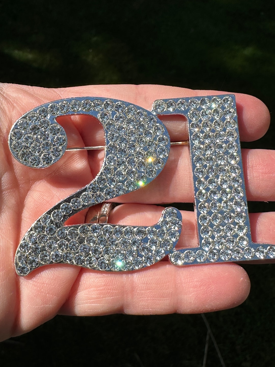 Stunning Large 3” Rhinestone Brooch Pin Number 21 21st Birthday ...
