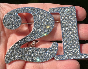 Stunning Large 3” Rhinestone Brooch Pin Number 40 40th Birthday ...