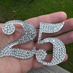 Stunning Large 3” Rhinestone Brooch Pin Number 25 25th Milestone ...