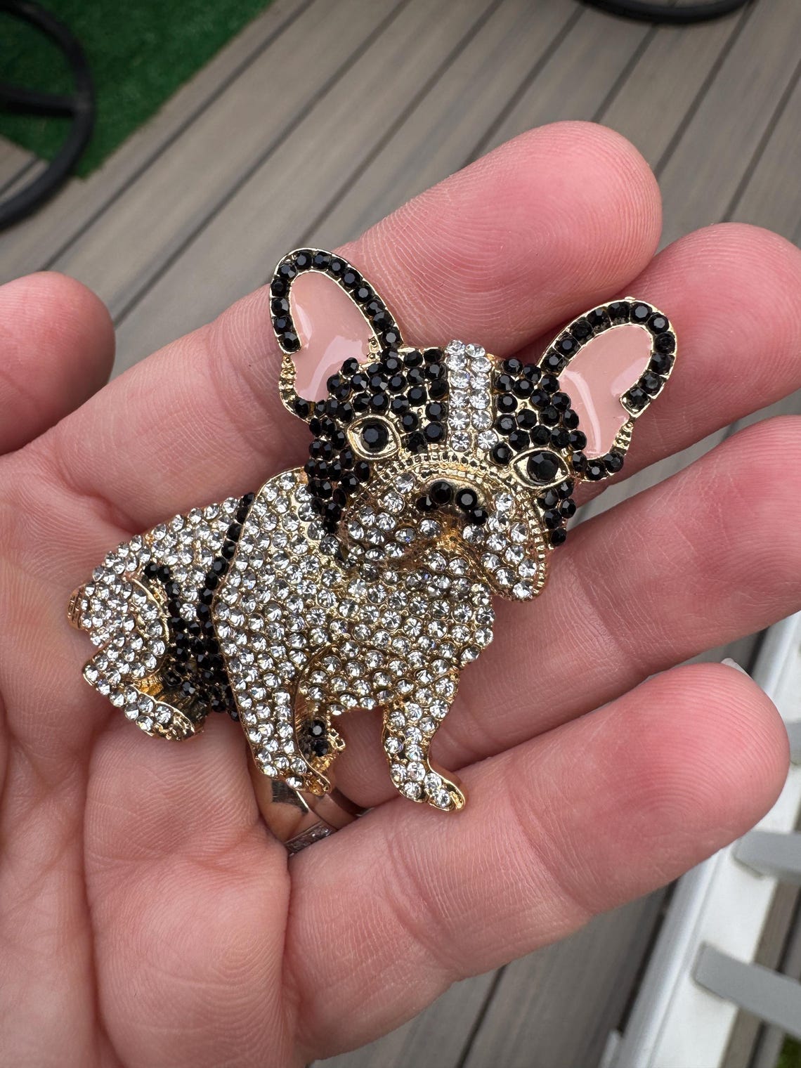 French Bulldog Rhinestone Brooch – Crystal Dog Pin, Sparkly Frenchie ...
