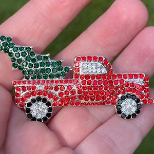 Country Red Pickup Truck Christmas Tree Rhinestone Brooch Pin NEW ...