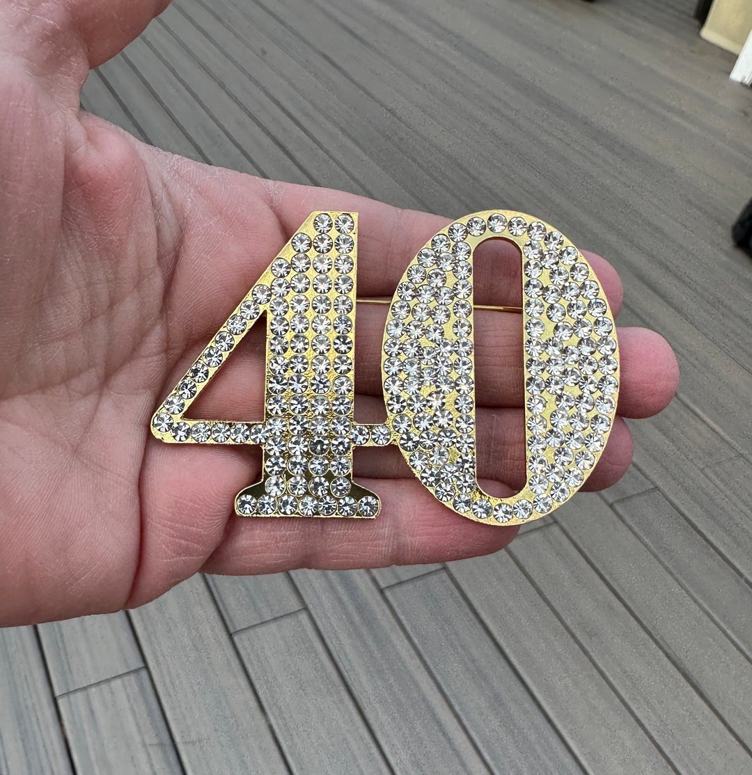 Stunning Large 3” Rhinestone Brooch Pin Number 40 40th Birthday ...