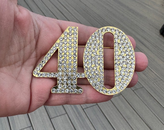 Stunning Large 3” Rhinestone Brooch Pin Number 40 40th Birthday ...