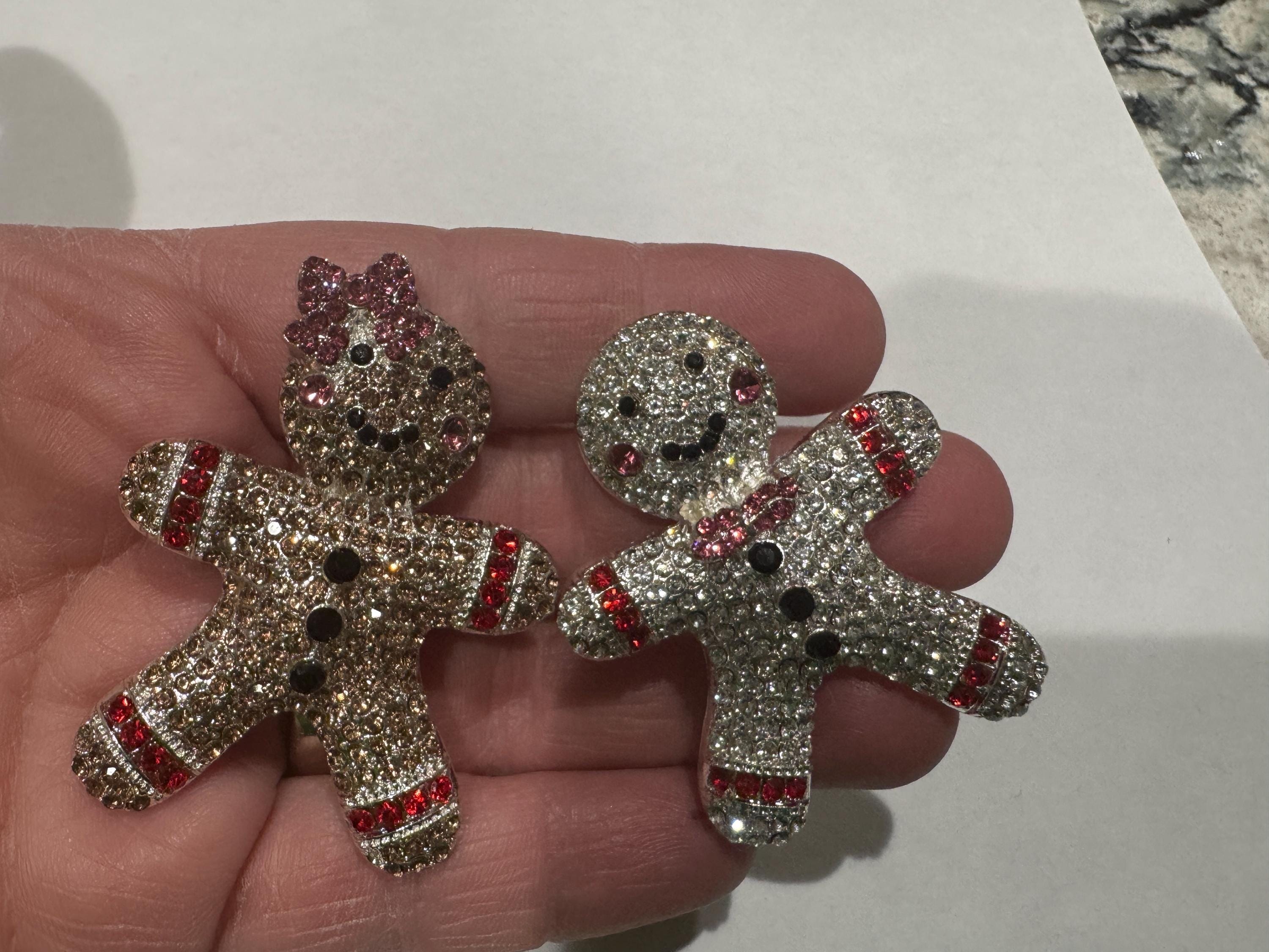 Gingerbread Man Rhinestone Brooch Pin - Festive Holiday Jewelry Gift ...