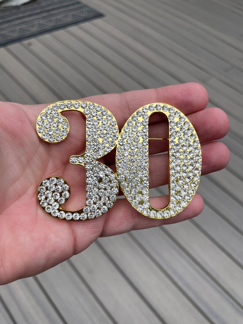 Stunning Large 3” Rhinestone Brooch Pin Number 30 30th Birthday ...