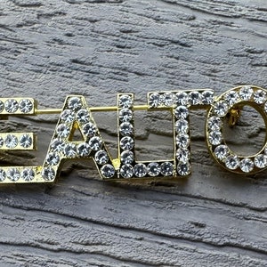 Custom Gold Rhinestone Script Realtor Profession Brooch 3.25” With ...