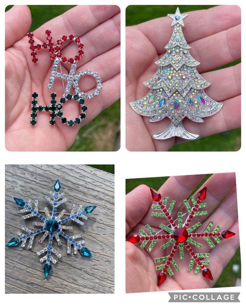 Country Red Pickup Truck Christmas Tree Rhinestone Brooch Pin NEW ...