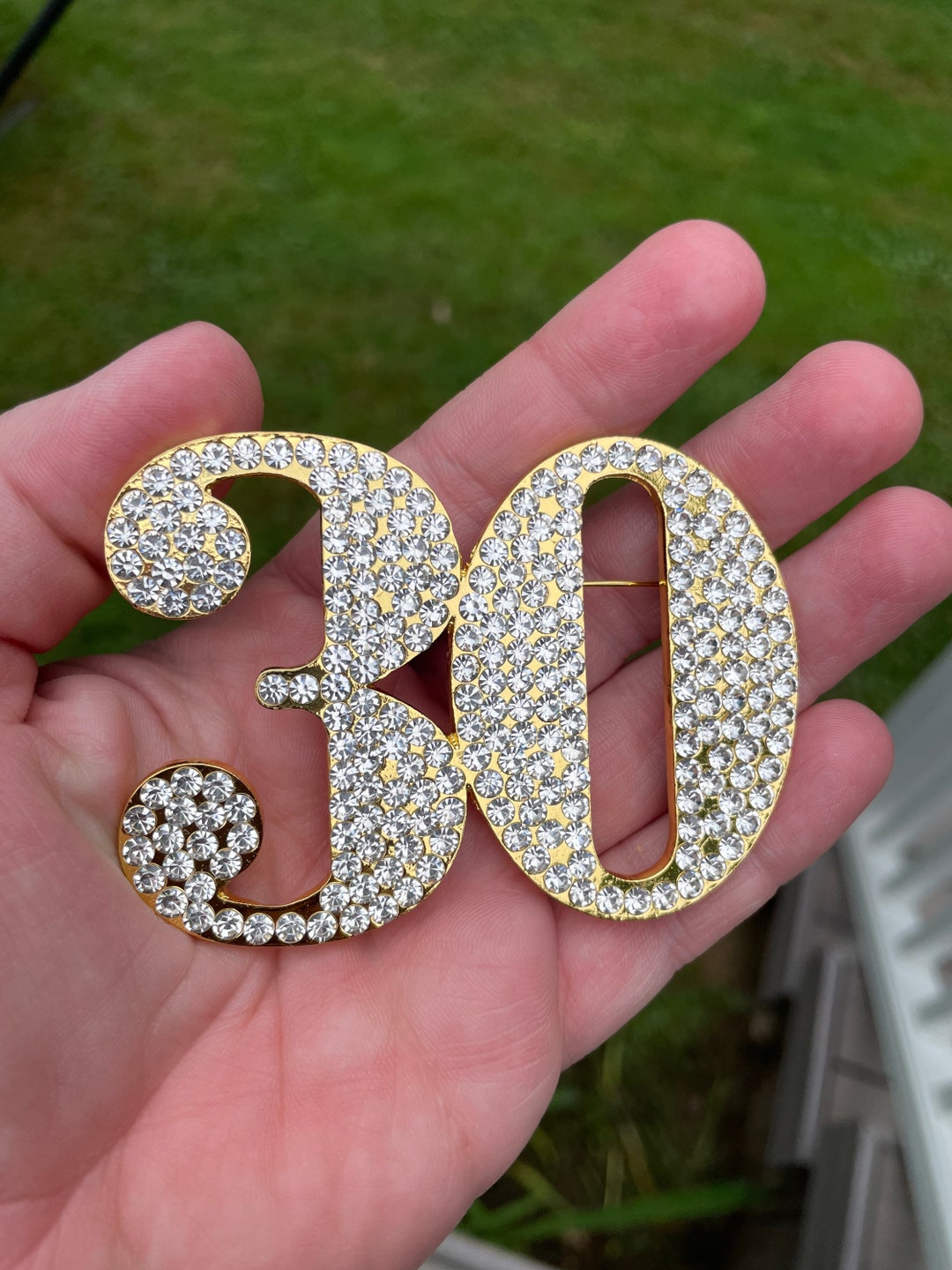 Stunning Large 3” Rhinestone Brooch Pin Number 30 30th Birthday ...
