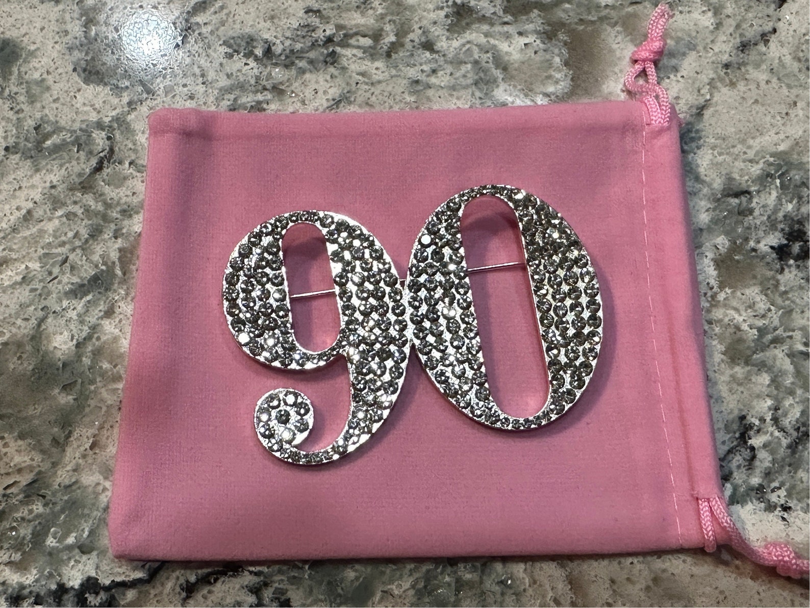 Stunning Large 3” Rhinestone Brooch Pin Number 90 90th Birthday ...