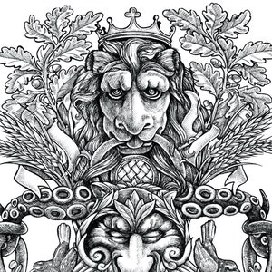 Door Knockers Totem. Art Print, Ink, Door Stops, Drawing, Green Man ...