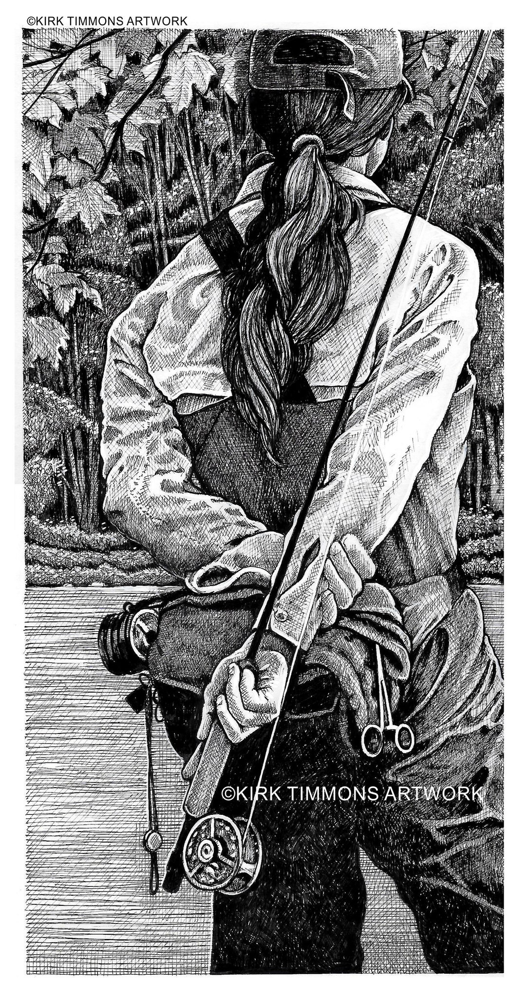 Art Print Female Fish Fly Fishing Ink Drawing Kirk - Etsy