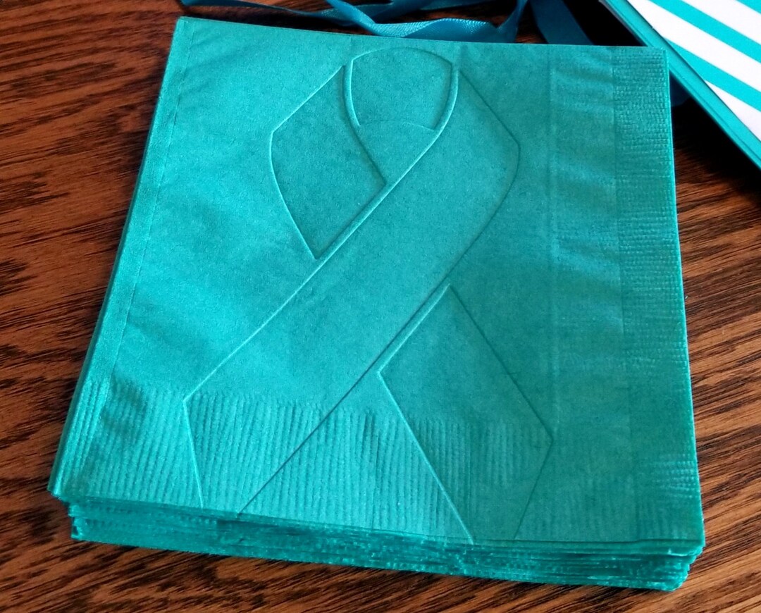 Embossed Cocktail Beverage Napkins - Cancer Ribbon Napkins - Cervical ...
