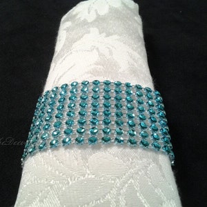 Turquoise Teal Bling Napkin Rings Napkin Ring Holders rhinestone ...