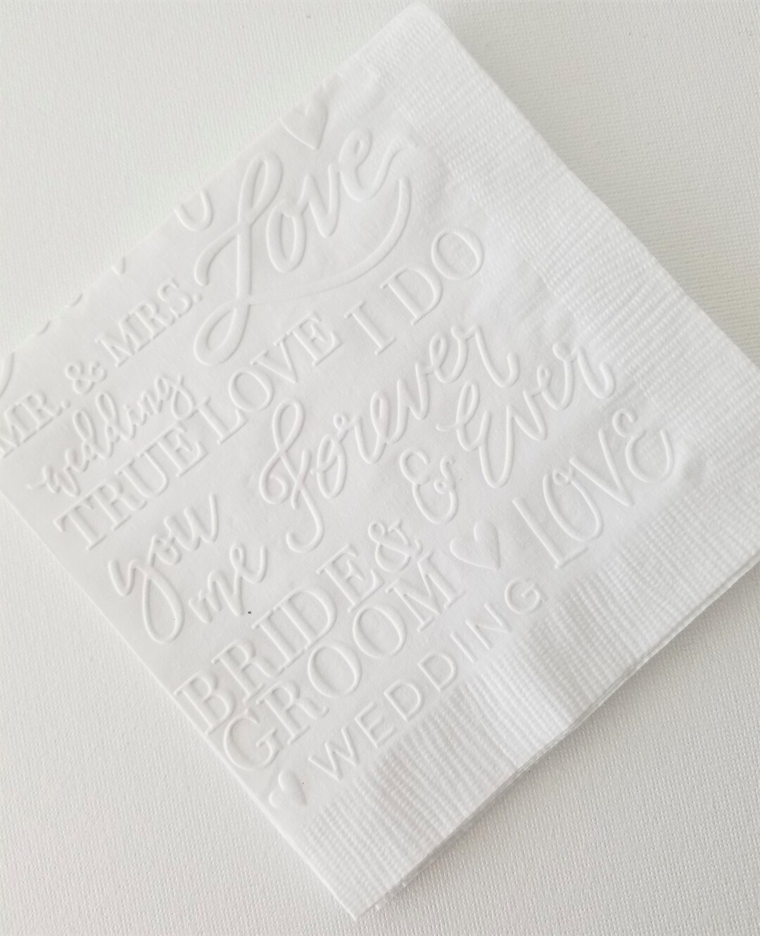 Cocktail Napkins - Embossed Wedding Words Napkins - Embossed Bridal ...