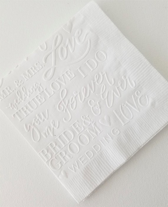 Cocktail Napkins Embossed Wedding Words Napkins Embossed - Etsy