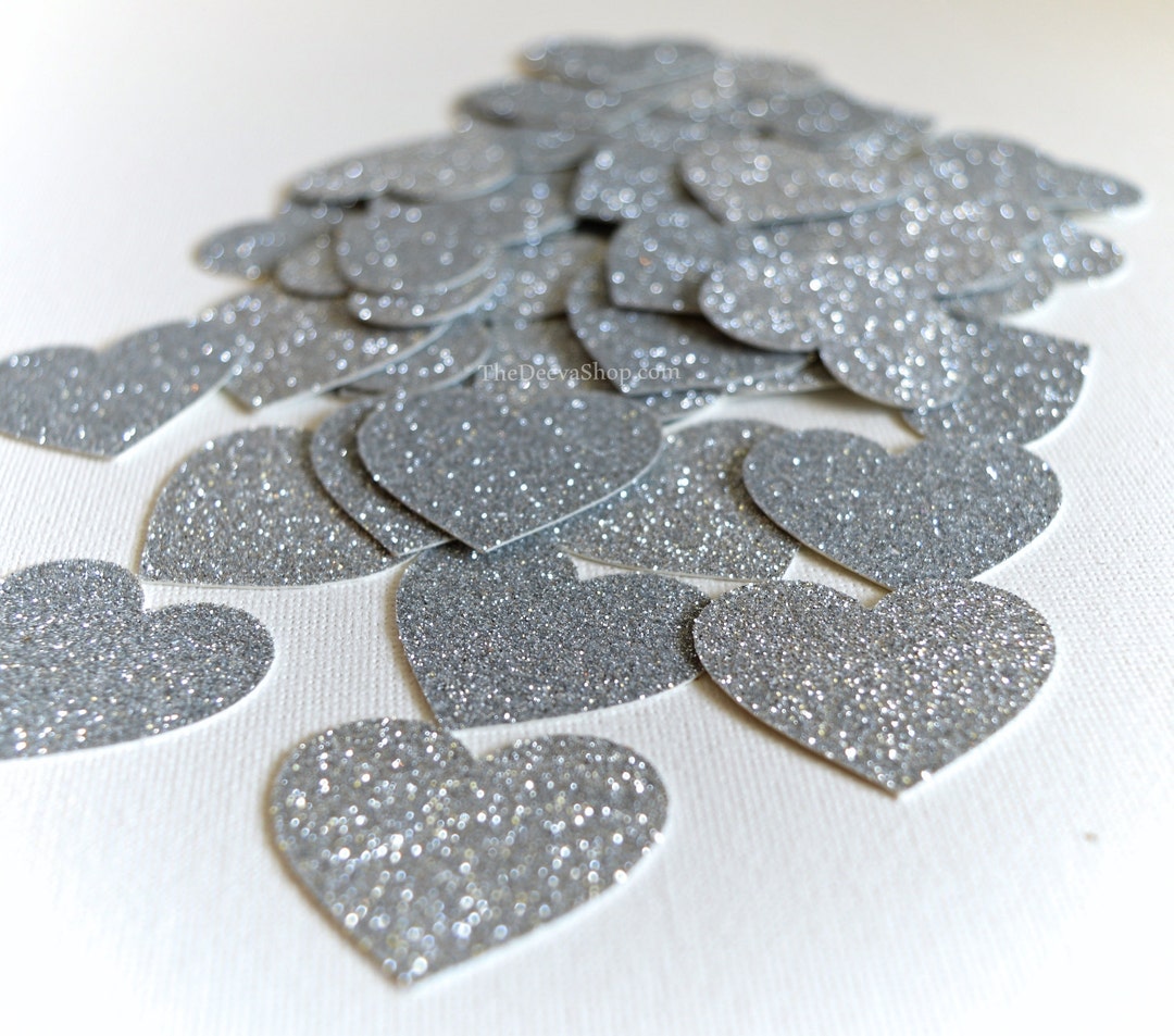 Glitter Confetti - Silver Glitter Confetti Hearts - Glitter Wedding ...