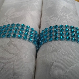 Turquoise Napkin Rings Teal Bling Wedding Napkin Rings party Napkin ...
