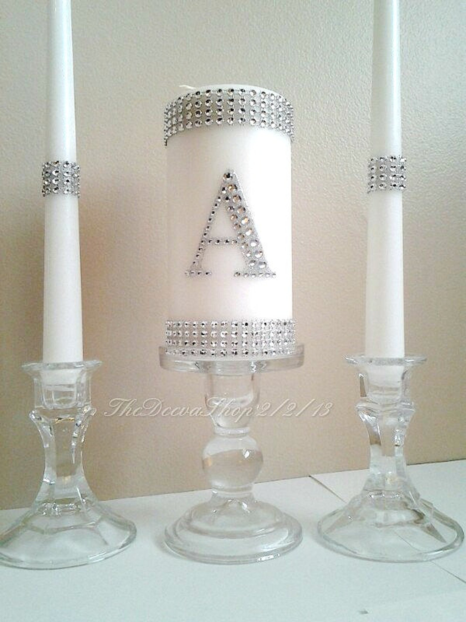 Unity Candle Unity Wedding Candle Set Silver Bling - Etsy