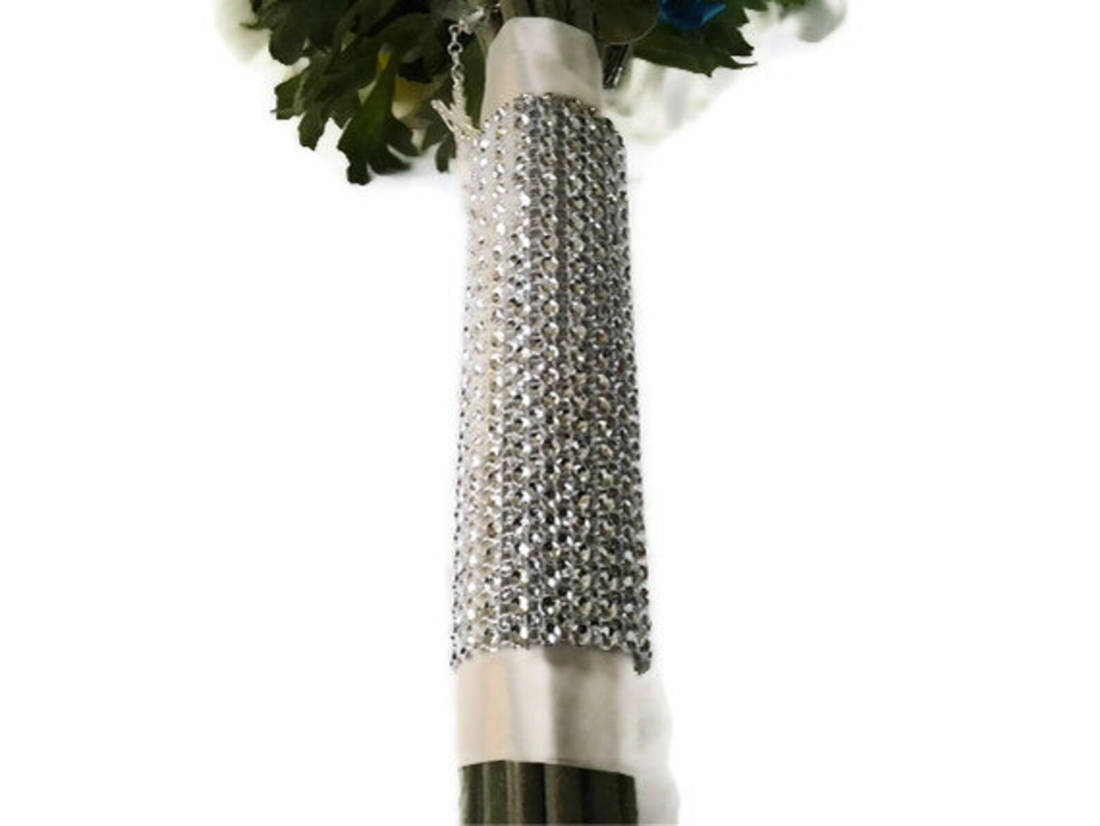 Bridal Bouquet Wrap Silver Bling Rhinestone Floral Wrap Wedding Flower ...