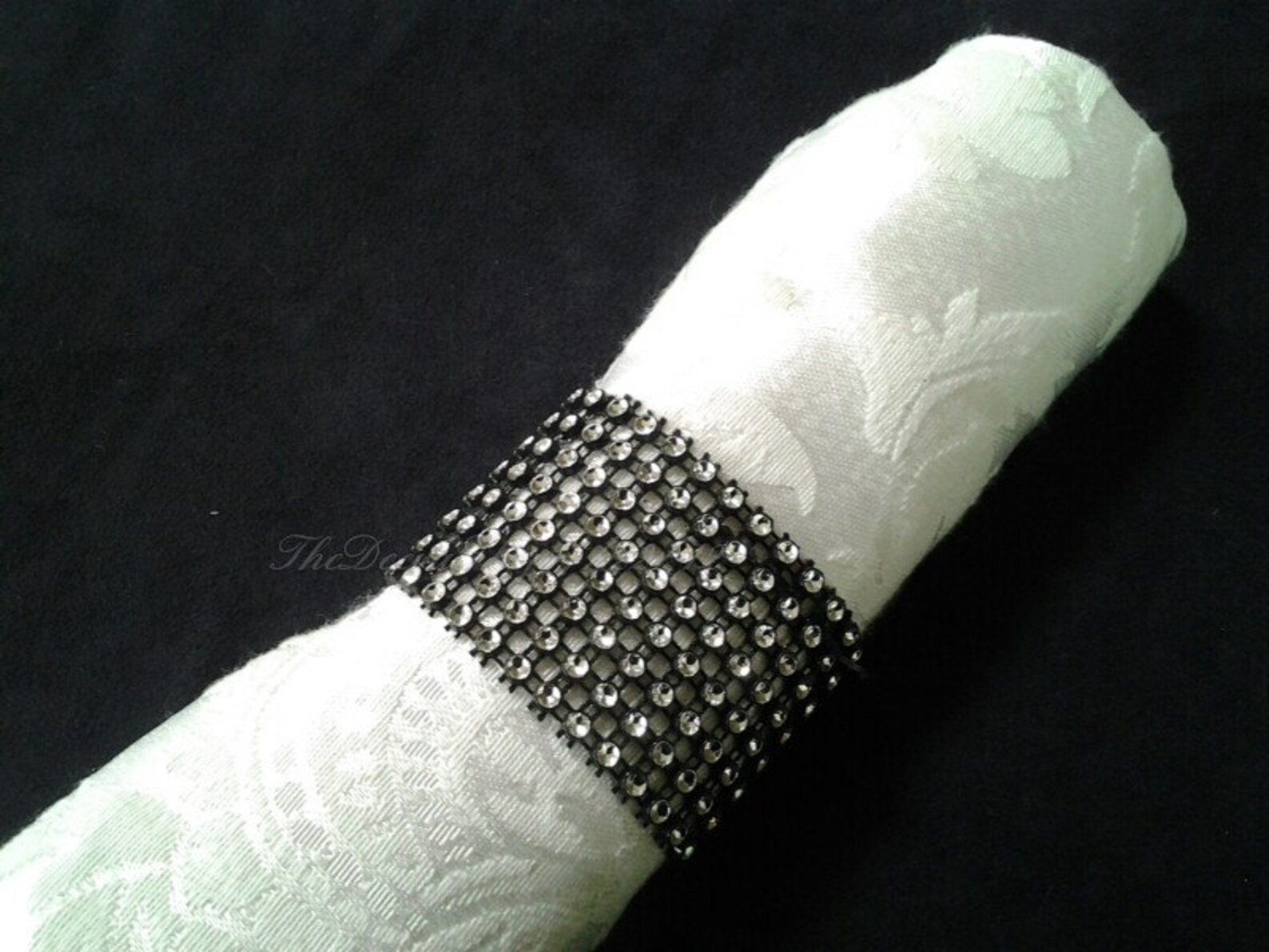 Black and Silver Napkin Rings Bling Crystal Elegant Party or | Etsy