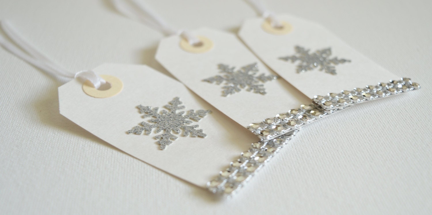 Christmas Gift Tags Holiday Glitter Snowflake Gift Tags | Etsy