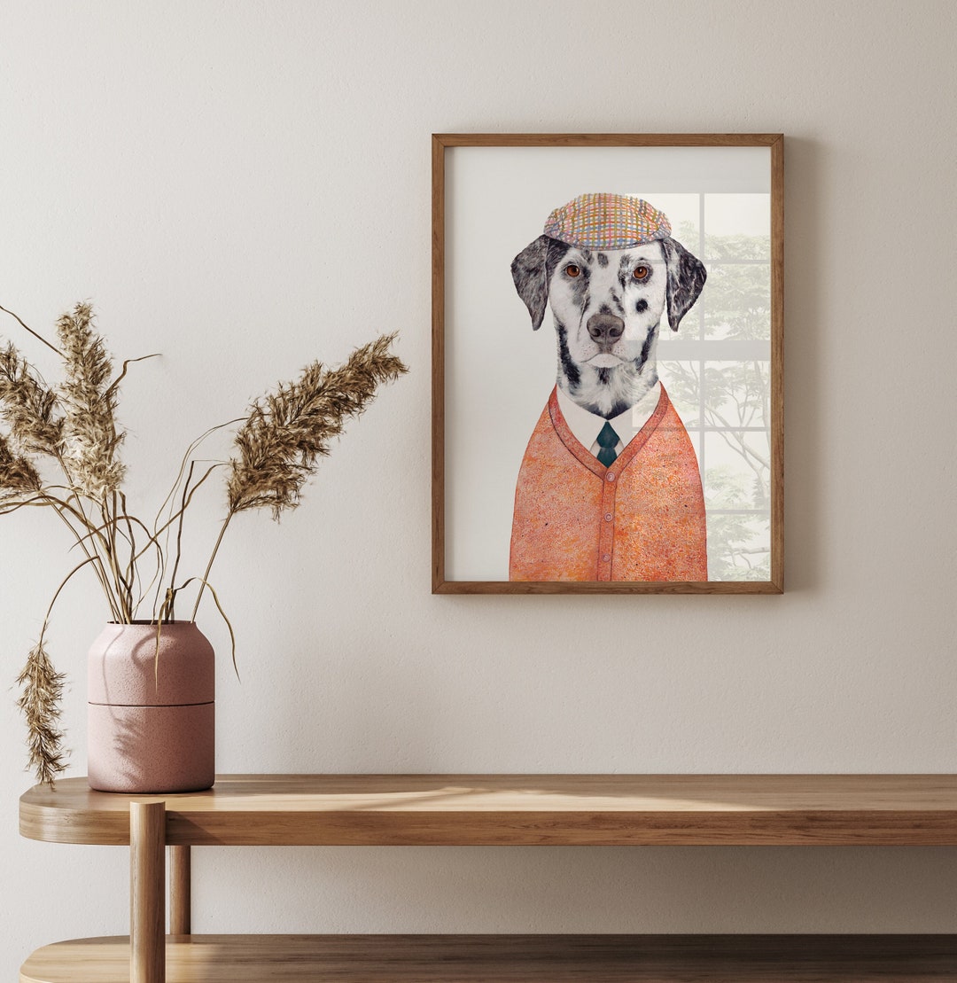 Dapper Dalmatian Art Print, Modern Eclectic Home Decor, Quirky Vintage ...