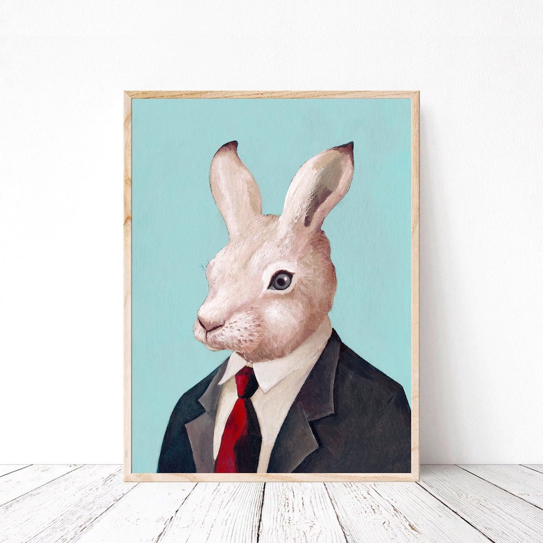 Mr. Rabbit Art Print White Rabbit Nursery Kids Room Animal - Etsy