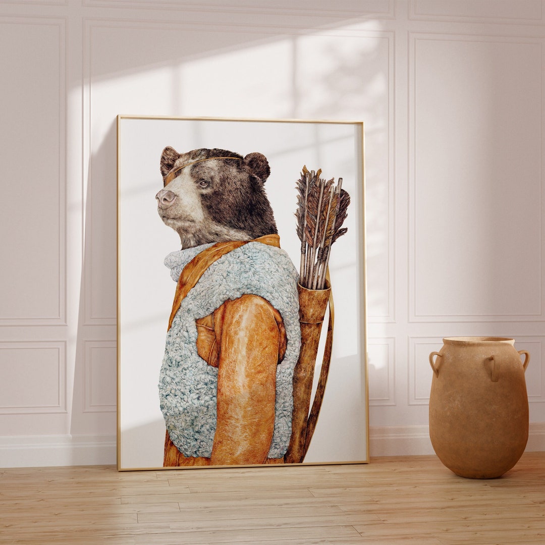Bear Art Print, Rustic Cabin Decor, Native American Wall Art, Vintage ...