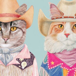 Rodeo Cats Art Print - Colorful Wall Art, Cat Friends Holiday Gifts ...