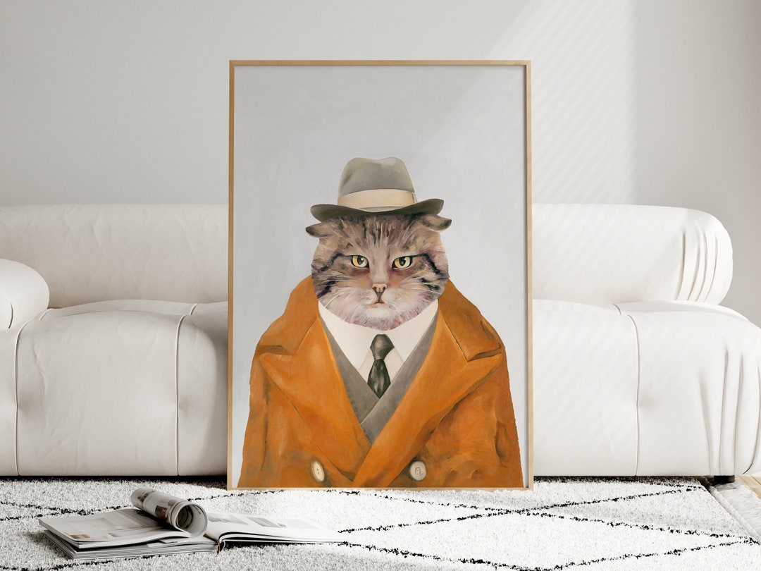 Detective Cat Art Print - Dapper Tabby Cat Print - Etsy