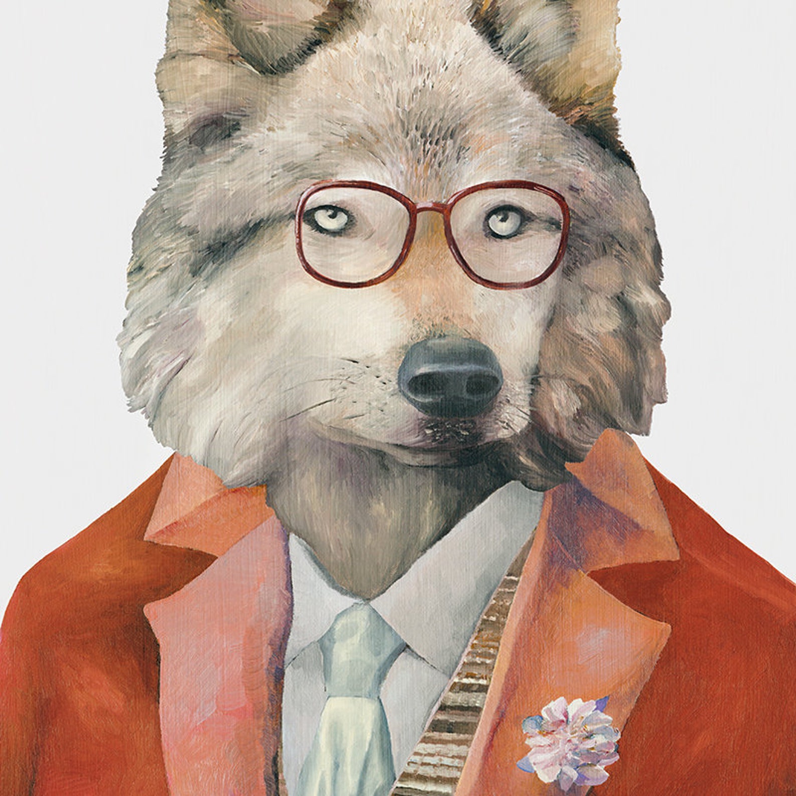 Mr Wolf Art Print Grey Wolf Portrait Print | Etsy