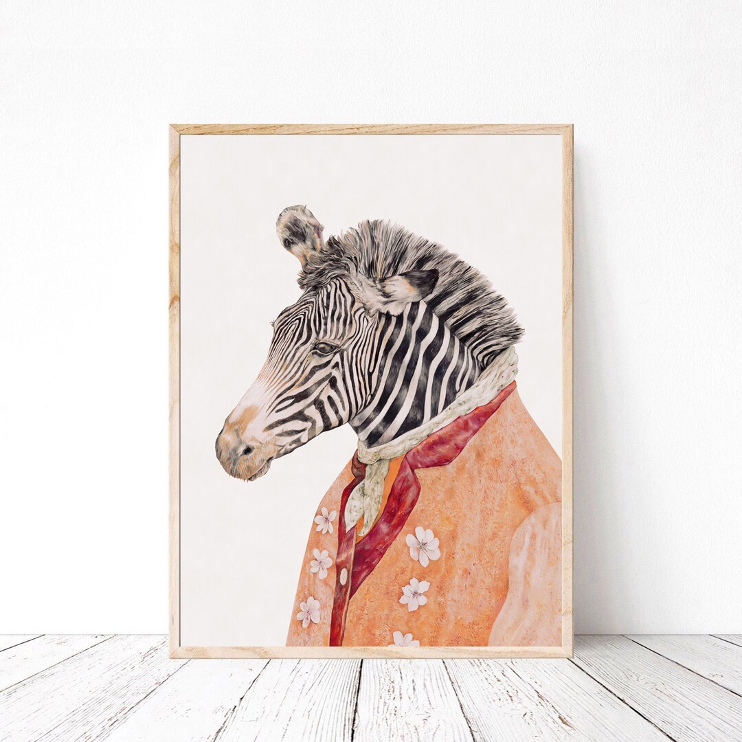 Mr Zebra Art Print - Bunte Boho Tier Wandkunst - Safari Kinderzimmer ...