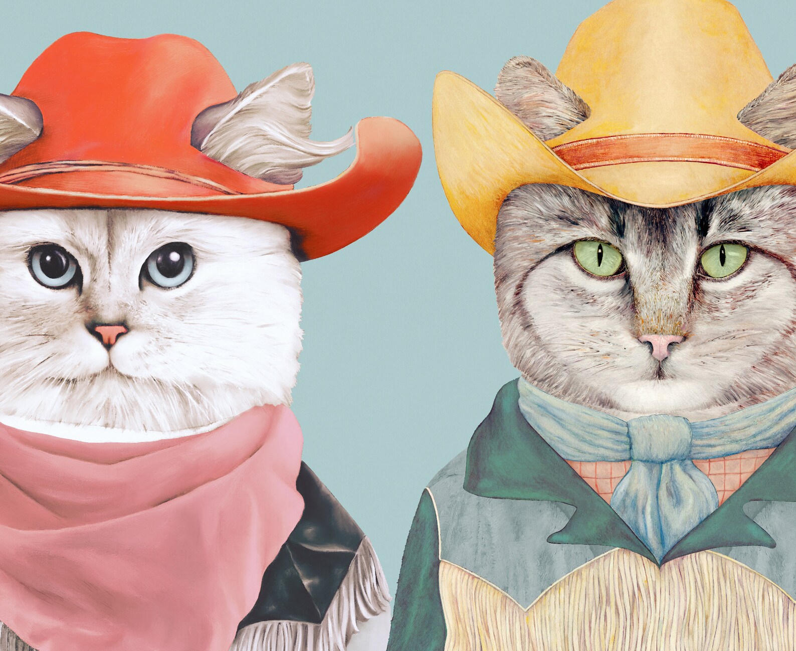 Cowboy Cats Art Print Colorful Wall Art Eclectic Room - Etsy