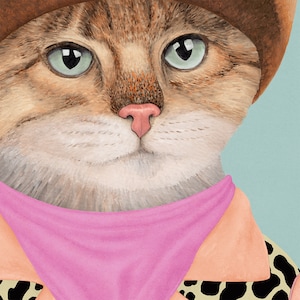 Rodeo Kitten Art Print - Colorful Western Cat Art- Maximalist Boho Wall ...
