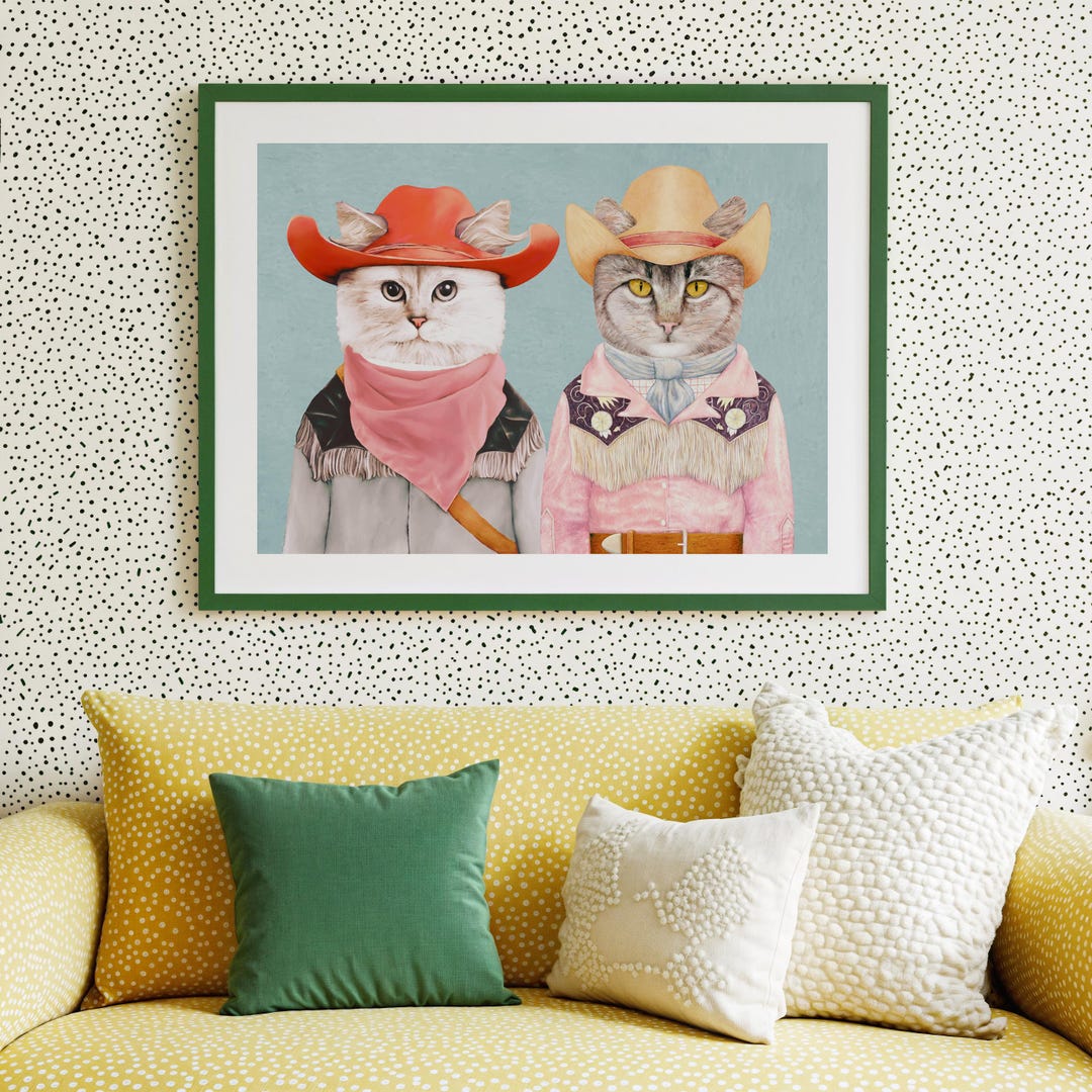 Cowboy Cats Art Print – Retro Western Decor - Etsy